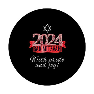 Bar Mitzvah 2024 I With Pride & Joy I Red Banner Decor PopSockets Standard PopGrip