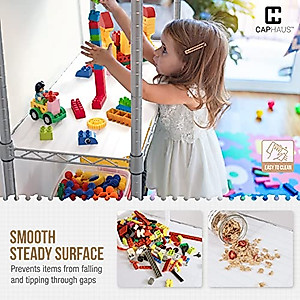 CAPHAUS NSF Adjustable 5 Tier Wire Shelving Unit w/Basket & Liner, Metal Storage Rack Corner Shelves, Storage Rack for Kitchen, Bathroom, Laundry Closet, Metal Wire Shelving w/Basket Shelves Black