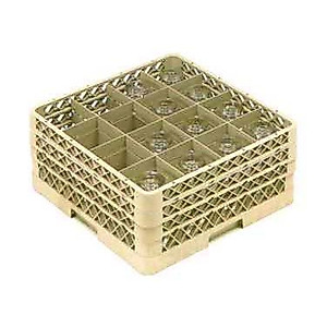 Vollrath Traex (TR8DDD) Full Size Glass and Stemware Rack (16-Compartment, Beige)