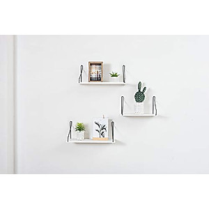 Emmastar Products Industrial Floating Shelves Modern White 3 Pack Piece Set with Easy Install Option or Traditional Screw Mounting
