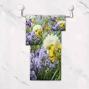 Flradish Flower Towels 3 Pack Bath Towels for Bathroom Set Soft Cotton Highly Absorbent Lightweight & Quickdry Towel Set 1 Bath Towel,1 Hand Towel,1 Washclothe