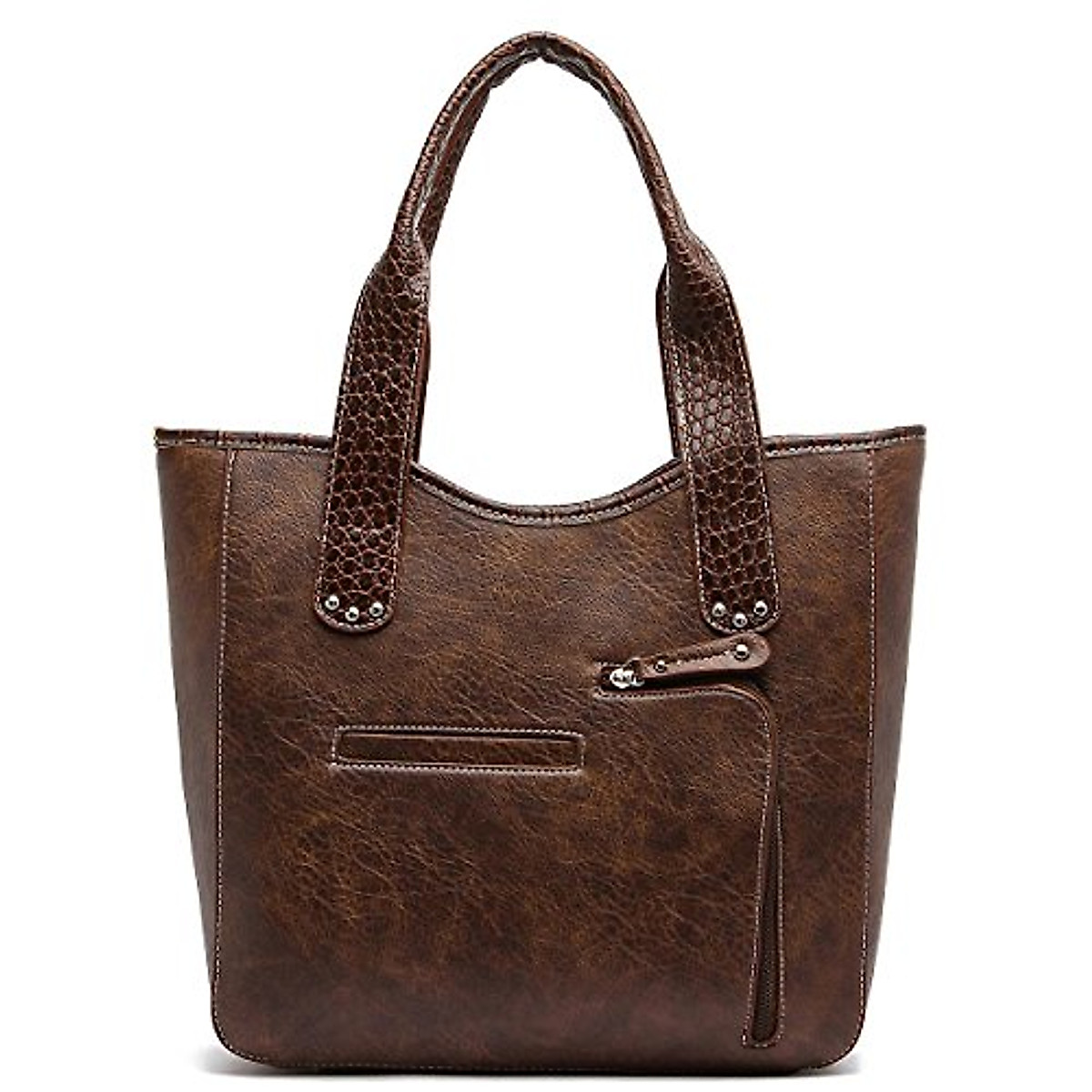 Western Handbag - Classic Concho Embossed Concealed Carry Tote Bag with Fringe