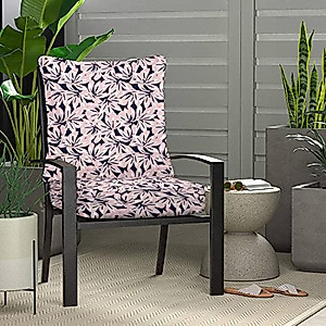 2-Piece Outdoor Deep Seat Cushion Set Pink Navy Floral botanical seamless suitable for fashion prints Back Seat Lounge Chair Conversation Cushion for Patio Furniture Replacement Seating Cushion