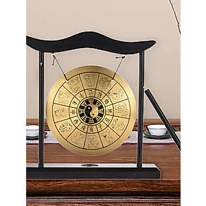 Xiaoling Zen Chinese Table Gong - Zen Art Brass Feng Shui Desktop Gong, Mini Percussion Desk Gong with Mallet, Wind Chime Percussion Instruments, for Home Decor Housewarming Gift