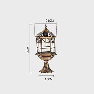 IP65 Waterproof Solar Column Head Light Outdoor Garden Landscape Street Light Home Door Column Wall Post Lamp Villa Patio Security Light Exterior Post Light Pillar Lamp Decorative Lantern