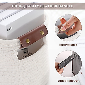 ECDYQXVU 1 Pack Cotton Rope Storage Baskets,15x10x9in,Collapsible Storage Bins, Decorative Woven Basket Cube Storage Organizer for Nursery, Laundry, Towel, Clothes, Cosmetics, Books(White)