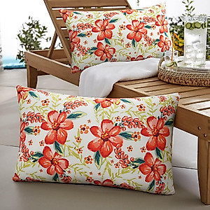 Pyonic Outdoor Pillows Cover Pack of 2 Floral Waterproof Throw Pillow Covers 12X20 inch Outdoor Lumbar Pillows for Patio Furniture Garden Outdoor Waterproof Throw Pillows