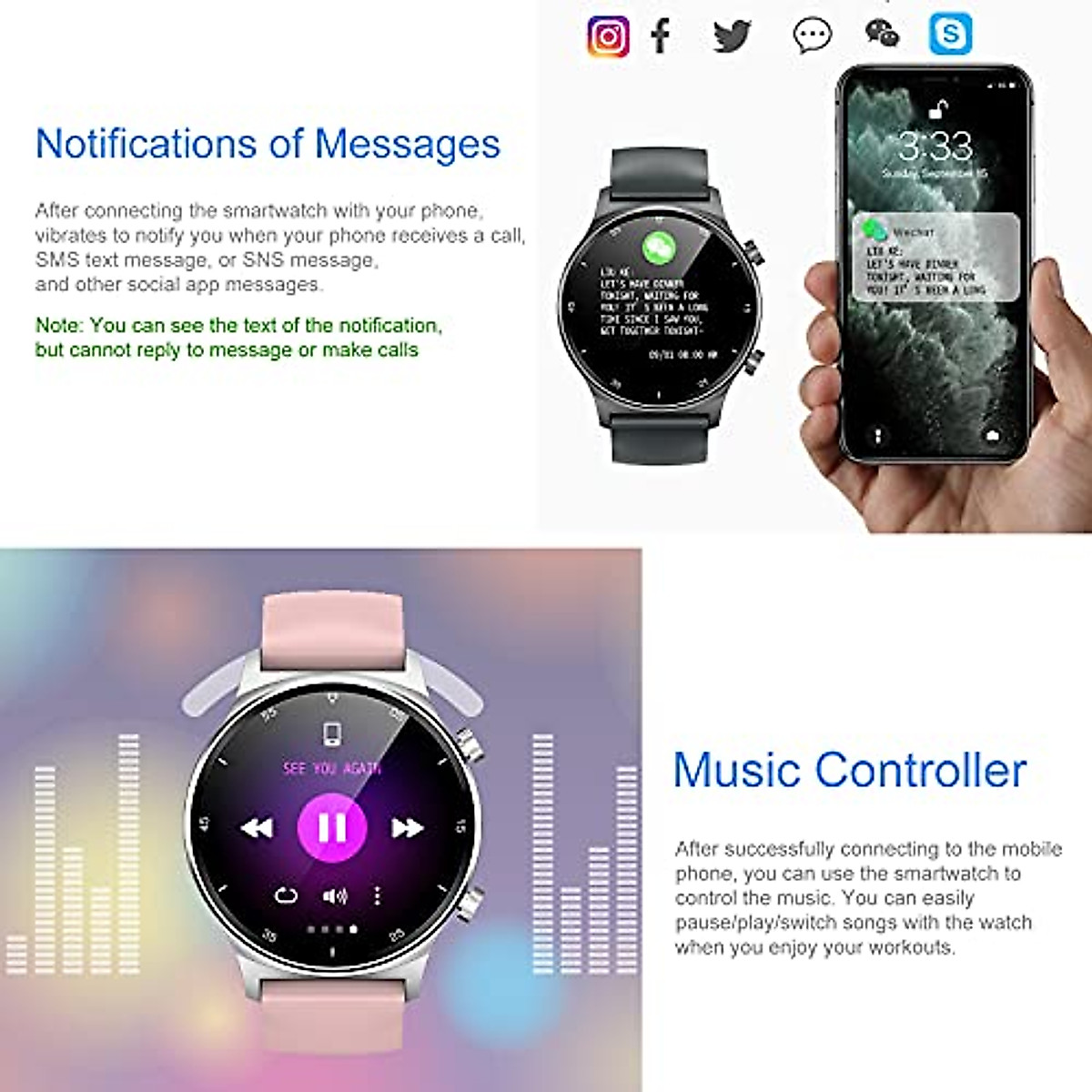 Kimnix Smart Watch, Smartwatch for Men Women IP68 Waterproof Activity Tracker,1.32HD Full Touch Screen Heart Rate Monitor Pedometer Sleep Monitor for Android iOS Phones…