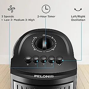 PELONIS 16'' Pedestal Remote Control, Oscillating Stand Up Fan 7-Hour Timer, 3-Speed and Adjustable Height, PFS40A4BBB, Supreme 16"-Black & 30 Inch Oscillating Tower Fan