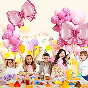 Pink Mouse Birthday Decorations, Pink Mouse Balloon Arch Garland Kit with Pink Bow Tie, Pink Hot Pink Polka Dots for Girls Mouse Theme Birthday Party Decorations Baby shower Wedding Party Supplies