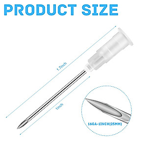 Dispensing Needl Accessories Sterile Disposable Needle 16Ga 1 Inch Dispensing Lab Tools for Refilling Liquid Individually Packaged 60 Pcs