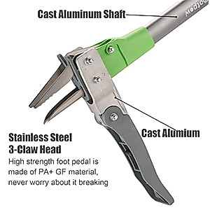 Grootpow WP5 Weed Puller Tool, Stand Up Weeder with 40" Handle, 3 Claws & Fiberglass Foot Pedal, Weeding Tool Made with Cast-Aluminum, Easily Remove Weeds Without Bending or Kneeling