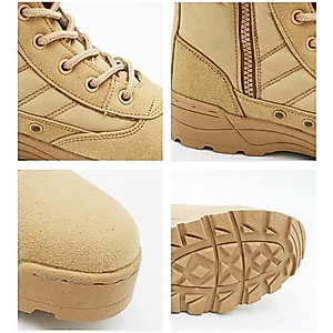 QMFUR Men’s Military Boots Outdoor Hiking Boots Work Boots Tactical Boots Durable Combat Boots Army Boots (Tan, 11, numeric_11)