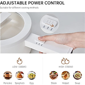 Olayks Electric Steamer for Cooking, 1.5L Ceramic Glaze Non-stick Pot, Dual Power Multi-functional Electric Cooker, Suitable for Steak, Pasta, Hot Pot, Ramen, Quick Heating and Overheat Protection