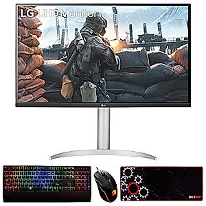 LG 32UP550N-W 32" UHD HDR Monitor with USB Type-C Bundle with Deco Gear Mechanical Gaming Keyboard, Deco Gear Wired Gaming Mouse and Deco Gear Gaming Mouse Pad