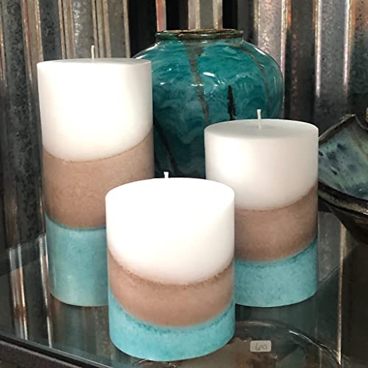 Wicks N More Cottage Charm Handmade Scented Layered Pillar Candle (3x4)