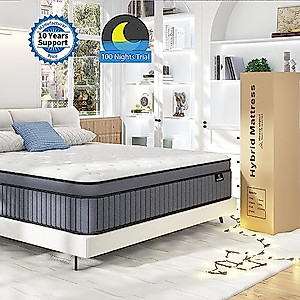 EEN EEN SLEEP Queen Size Mattress, Upgrade Strengthen Gel Memory Foam 10 Inch Firm Hybrid Queen Bed Mattress in a Box for Pressure Relief & Back Pain, Independent Pocket Springs, Strong Edge Support