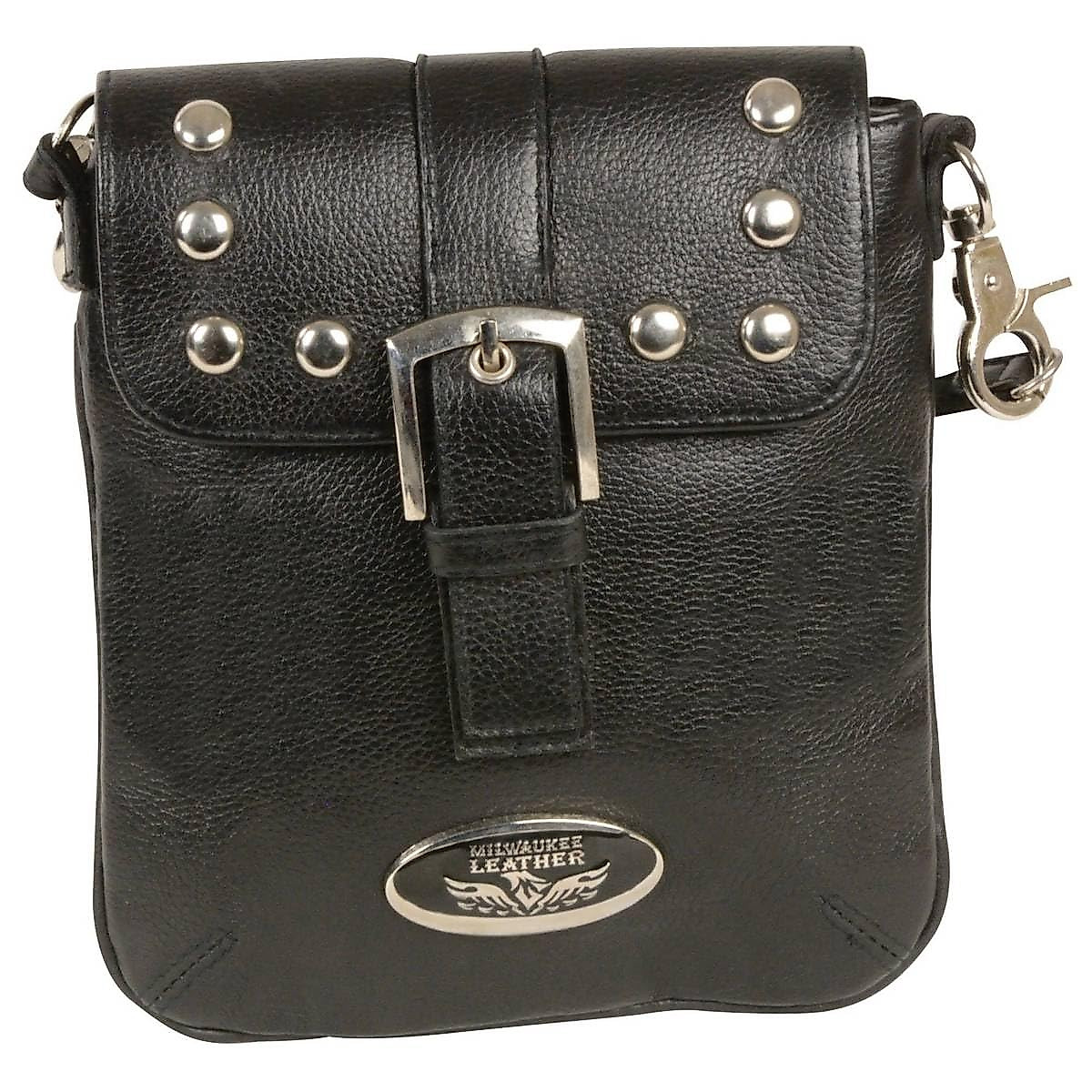 Milwaukee Leather MP8805 Women's Black Small Leather Studded Shoulder Bag - One Size