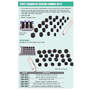 HHIP 3601-0511 25 Piece 1/4-20, 5/16-18, 3/8-16, 7/16-14 Transfer Screw Set (Pack of 1)
