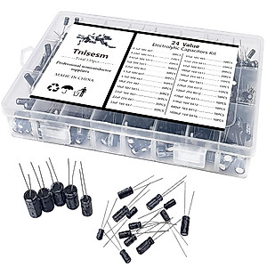 Tnisesm 535Pcs Electrolytic Capacitor 24 Value Range 0.1uF－1000uF Assortment Kit with Aluminum Radial Leads TN04-24Z