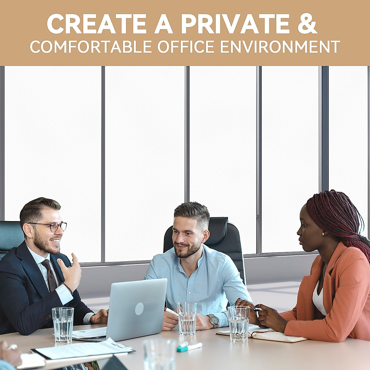 Bectosy Window Privacy Film Frosted Glass Window Film Heat UV Blocking Static Cling Non-Adhesive Window Frosting Film for Bathroom Home Office(White Frosted, 17.5" x 78.7")