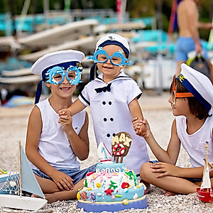 Harloon 36 Pcs Sea Animal Party Favors Under Ocean Paper Glasses Ocean Animal Photo Props for Fishing Birthday Party Supplies (Bright)