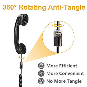 Uvital Telephone Cord Detangler(10 Pack), Anti-Tangle Telephone Handset Cable 360 Degree Rotating Landline Swivel Cord Untangler Black