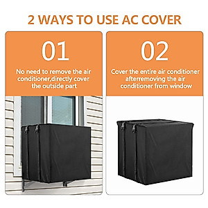 Sunolga Air Conditioner Covers for Window Units, Window Air Conditioner Cover with Water Resistant and Windproof Design - 17W x 13H x 12D Inches, Black