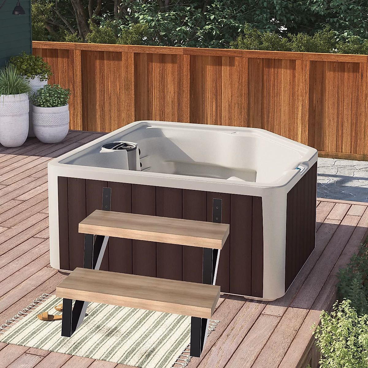 Doniks Steel Stair Step Riser -2 Step for Deck Height 19.5 Inches Metal Stair Stringer Step Stringer Support Connector Frame Hanger Bracket