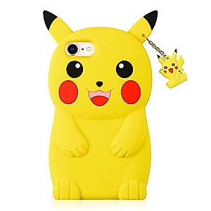 TopSZ Yellow Pikacu Case for iPhone 7/8/SE 2022/2020,3D Cartoon Animal Cover,Girls Kids Teens Boys Man Animated Cool Fun Cute Kawaii Soft Funny Unique Character Cases for iPhone 7/8/SE 2022/2020 4.7"