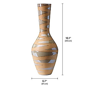 Scott Living Ceramic Striped Vase, for use with Faux or Dried Flowers, 6.69x6.69x18.11 Inch