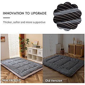 Extra Thick Futon Floor Mattress, Padded Japanese Folding Roll Up Mattress Sleeping Pad, Foldable Camping Portable Mattress Shikibuton, Bed Mattress Topper, Floor Lounger Guest Bed for Couch Car