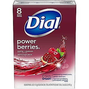 Dial Skin Care Bar Soap, Power Berries, 4 Ounce, 16 Bars