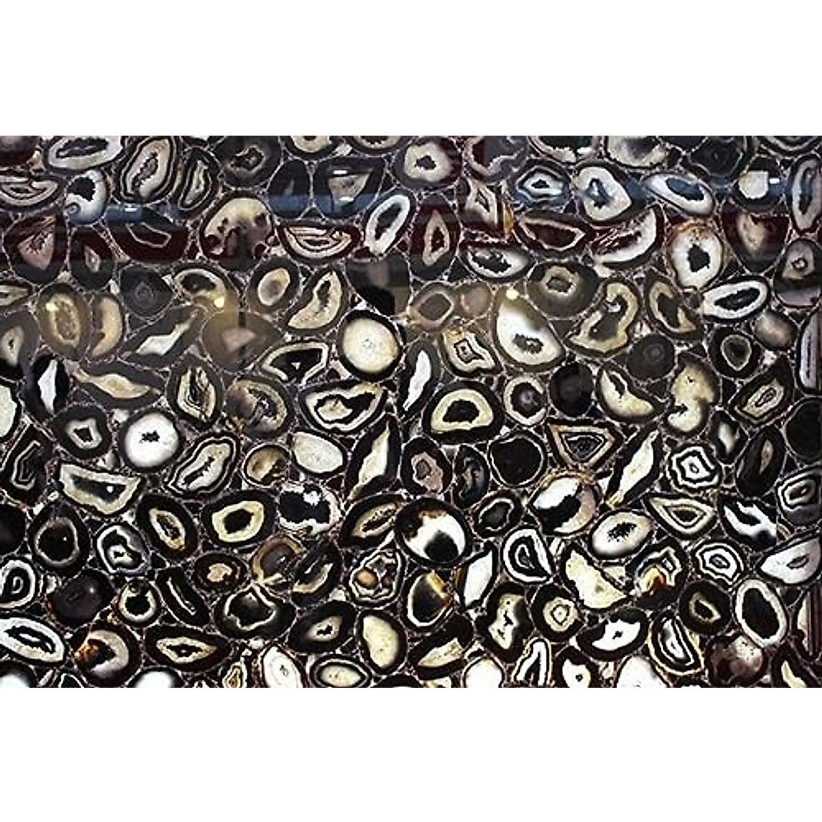 36 x 60 Inches Black Agate Stone Epoxy Art Conference Table Top for Hotel Decor Rectangle Shape Marble Dining Table