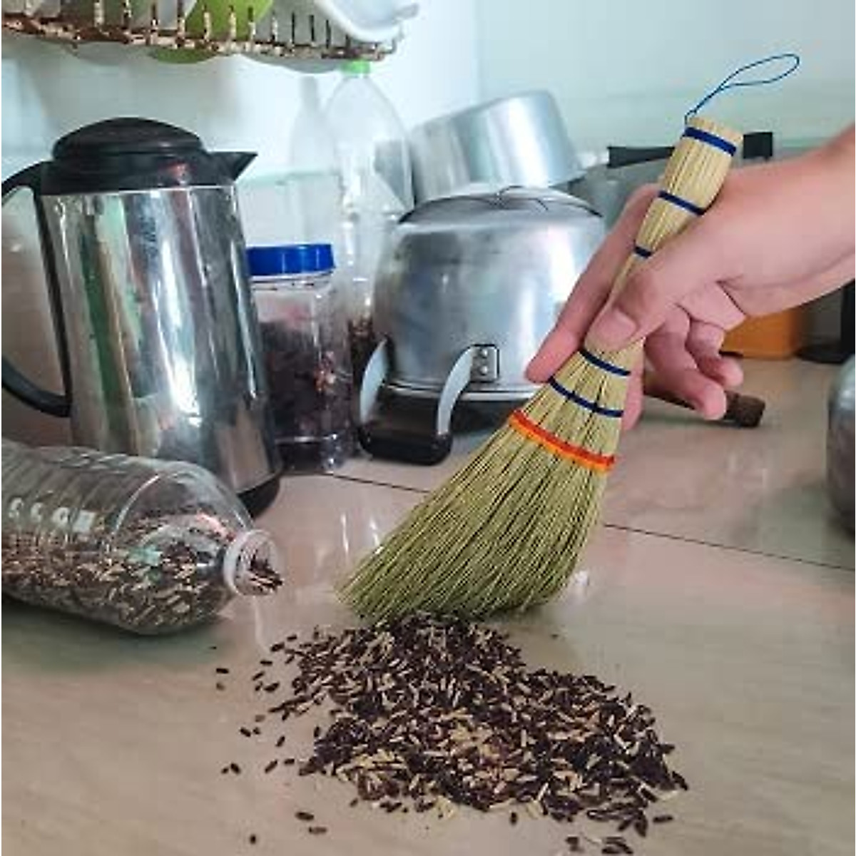 Small Corn Wisk Brush Broom 11 Inch Flagged Indoor Heavy Duty Multi Surface Hard & Soft Floor Home Office Cleaning Tool Supplies 100% Handmade for Household Sweeping Indoor Outdoor (Random 2)