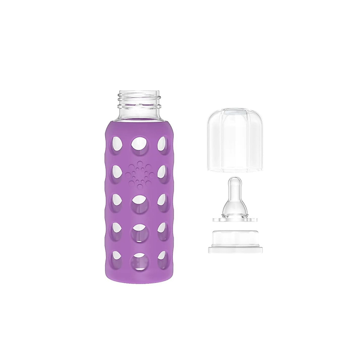 Lifefactory Glass Baby Bottles with Silicone Protection - 2-Pack, 9 Ounce Bottles, Grape & Kale