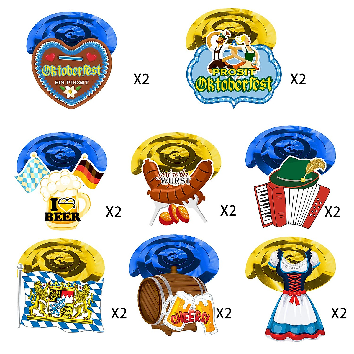 36pcs Oktoberfest Hanging Swirls Decorations, Pre-assembled Oktoberfest Party Decorations, Oktoberfest Party Supplies German Party Decorations for Bavarian Beer Oktoberfest Decorations Party cocomigo