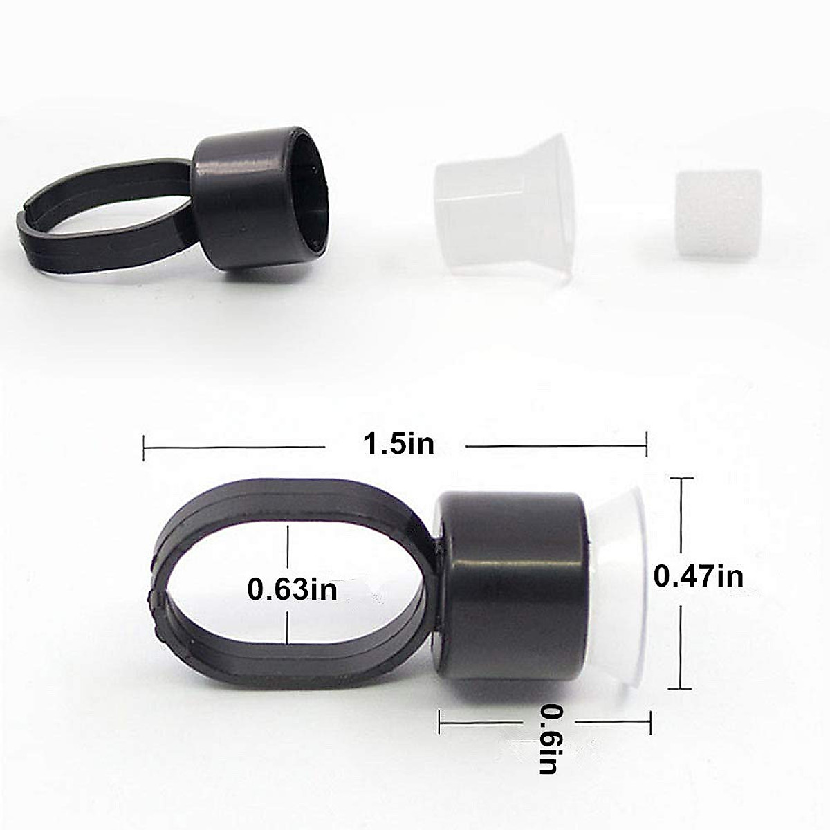 Ink Ring Cups - 50Pcs Pigment Rings Microblading Pigment Glue Rings with Sponge Ink Cups Caps Permanent Makeup Tattoo Eyelash Eyebrow Extensions Medium Holder for Microblading Supplies
