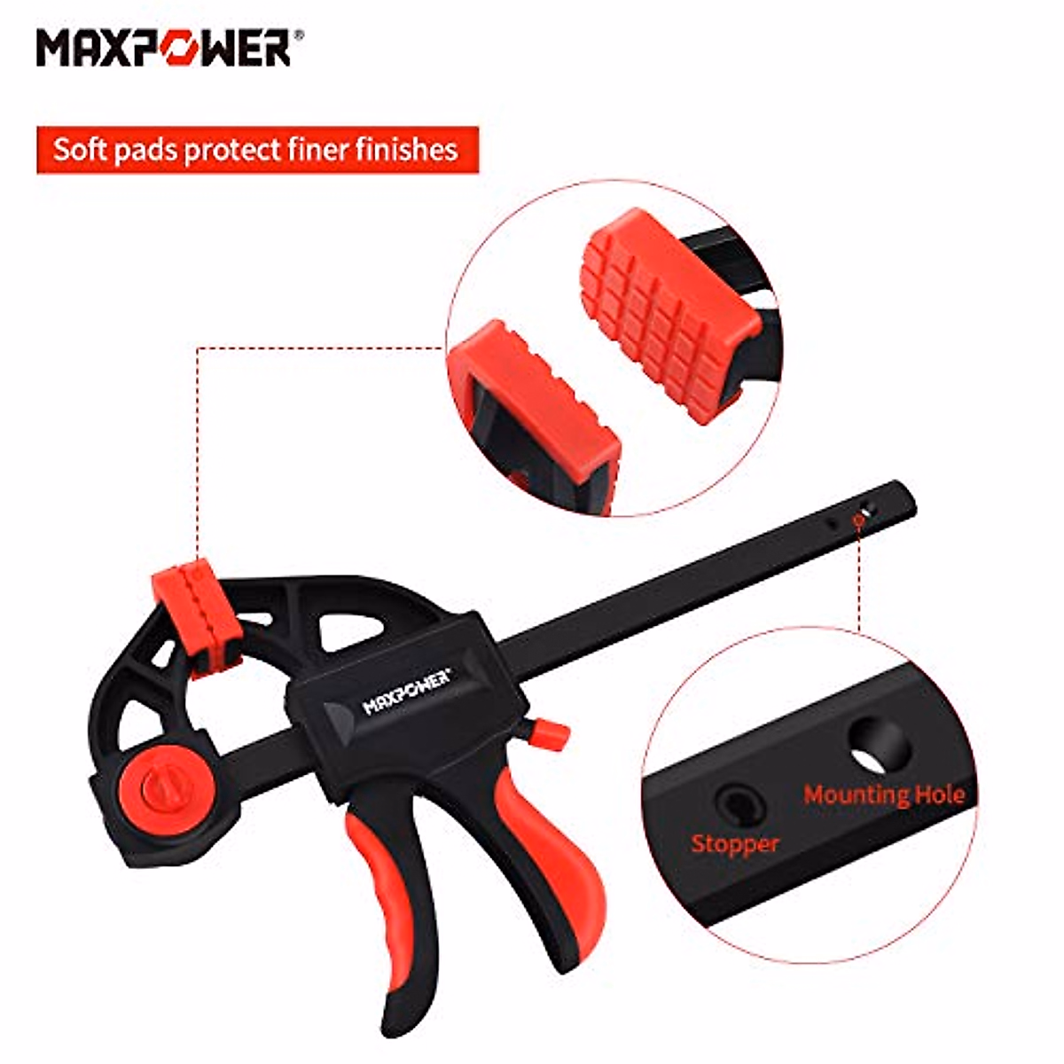 MAXPOWER 24-inch Bar Clamp and 31-inch Spreader for Woodworking, Quick Release Wood Clamps Set, Pack of 4