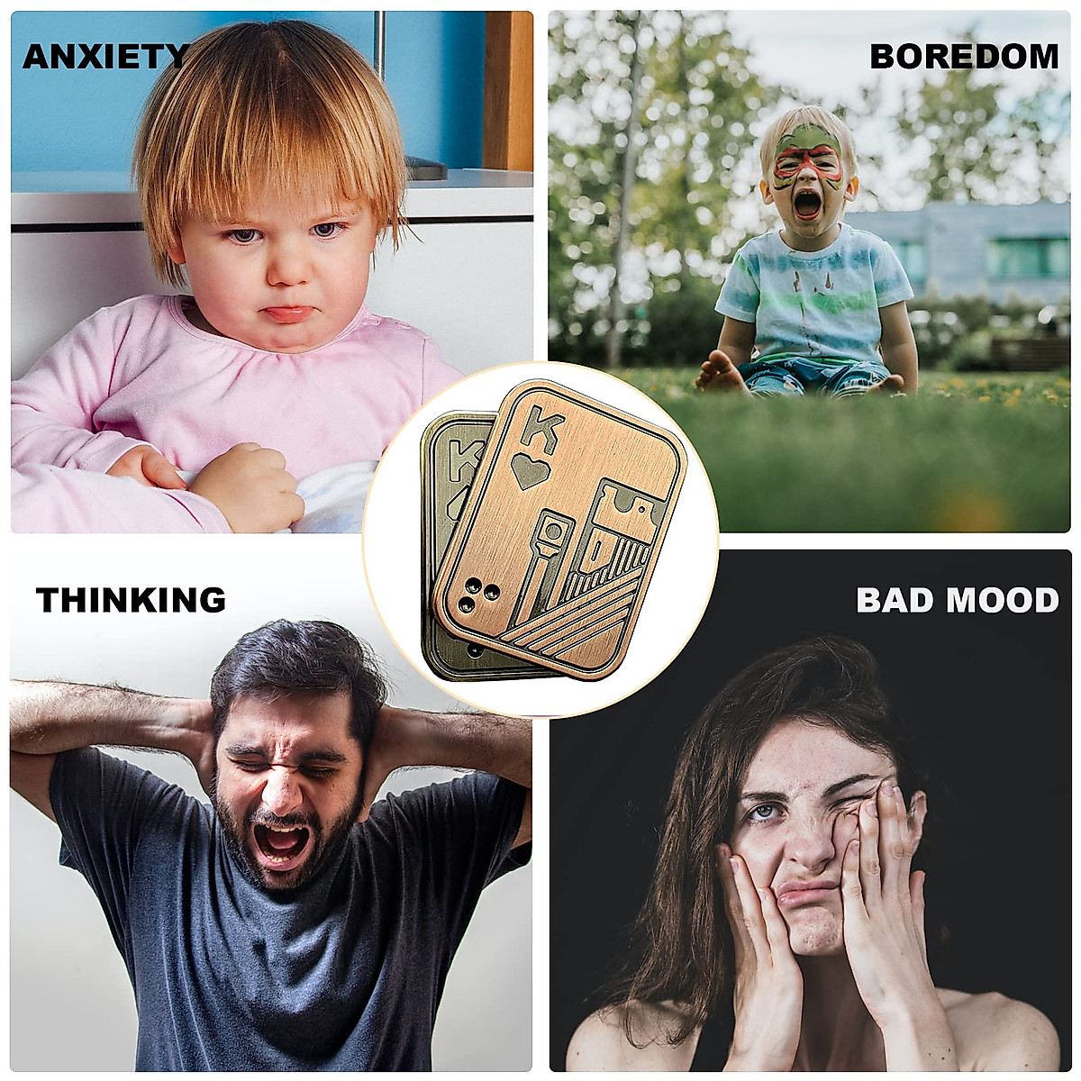 New Decompression Metal Poker Fidget_Slider，Manually Rotate Adult Office Decompression Toys to Relieve Pressure, Tabletop Toys for Adults, (Copper Skeleton)