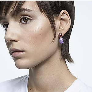 SWAROVSKI Chroma Asymmetrical Drop Earrings, Ruby Red and Lilac Crystals on Gold-Tone Finish Setting, Part of the Swarovski Chroma Collection