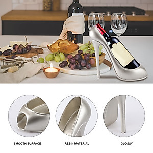 FAVOMOTO High Heel Wine Bottle Holder Trendy Home Decor Tabletop Wine Rack Table Wine Bottle Stand Home Tabletop Desk Topper High Heel Shoe Wine Bottle Holder Birthday Present Dining Table