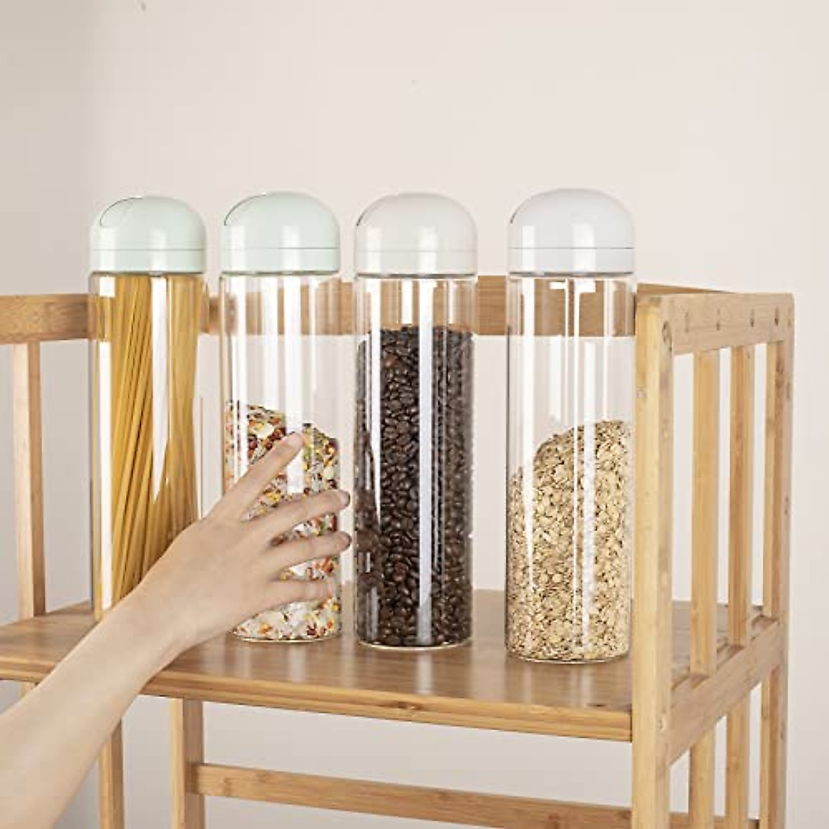 YUPHOO Spaghetti Container Storage 2 Packed Glass Pasta Jars Straw Holder Noodle Storage Containers for Pantry Counter with Lid