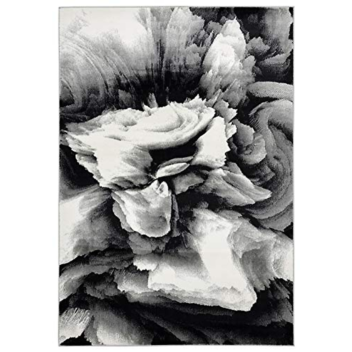 Abani Rugs Modern 7'9" x 10'2" Black & White Floral Swirl Area Rug - Contemporary Geometric 3D Rug, Arto Collection