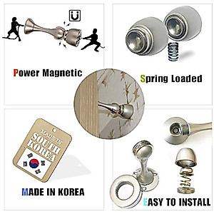 CG PLUS Magnetic Door Stop , Stainless Steel, Magnetic Door Catch, Door Holder, Door Stops, Wall Mounted, Floor Mounted, Door Banging Prevention (Small x 2pack, Satin Nickel)