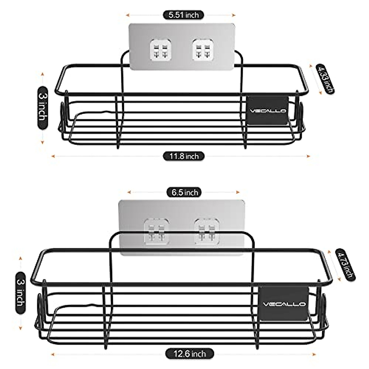 2-Pack Shower Caddy Basket Shelf with Hooks Stainless Steel for Shampoo Conditioner No Drilling Adhesive Bathroom Storage Organizer ,Kitchen Spice Racks