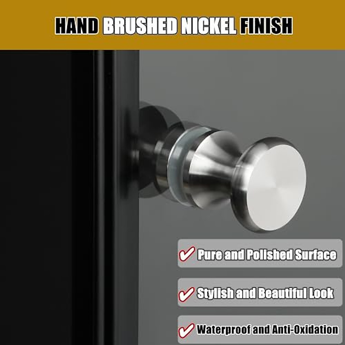 Alise Shower Glass Door Handle,Sliding Shower Doors Knob,Single Side Pull Hardware Replacement Parts,Solid SUS304 Stainless Steel Knobs,Brushed Nickel XLS200DB-LS