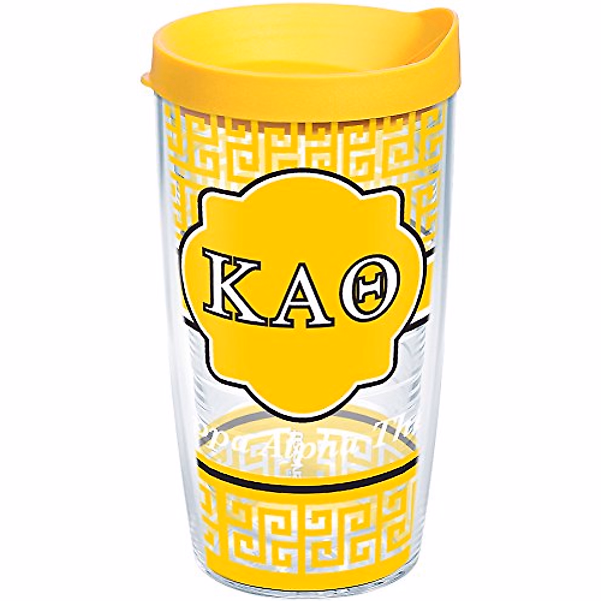 Tervis Fraternity - Kappa Alpha Theta Geometric Tumbler with Wrap and Yellow Lid 16oz, Clear