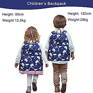 Kemy's Toddler Backpack for Girls Boys, Water Resistant Preschool Kids Backpacks, Cute Lightweight Girls Backpack（Blue Unicorn）