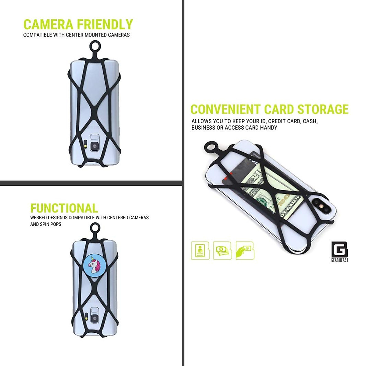 Gear Beast Universal Crossbody Cell Phone Lanyard Compatible with iPhone, Galaxy & Most Smartphones, Phone Case Holder & Cross Body Strap Black